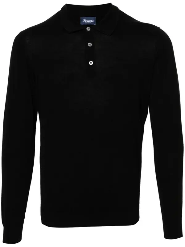 DRUMOHR Fine-knit Polo Shirt - Black