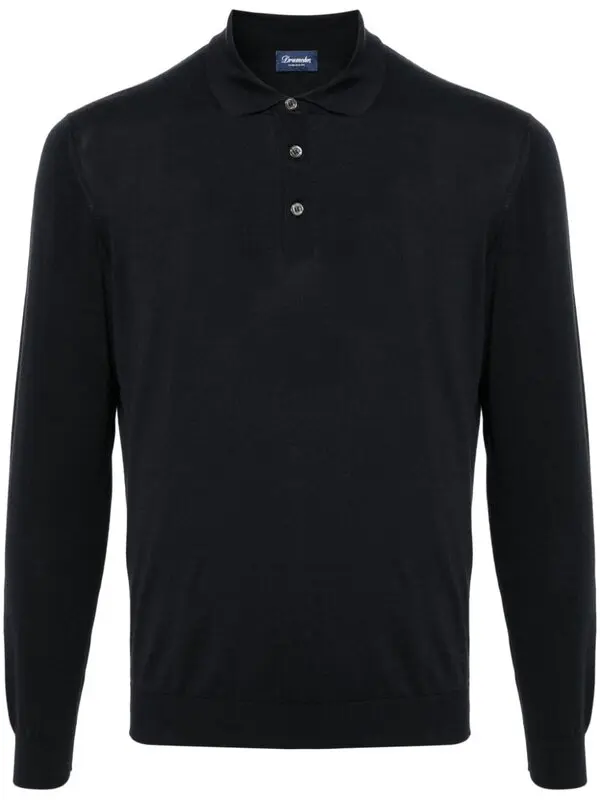 DRUMOHR Fine-knit Polo Shirt - Blue