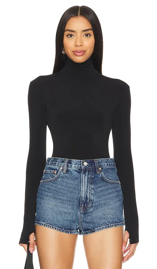 Norma Kamali Slim Fit Long Sleeve Turtleneck Top