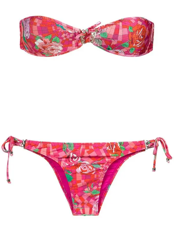 AMIR SLAMA Printed Strapless Bikini Set