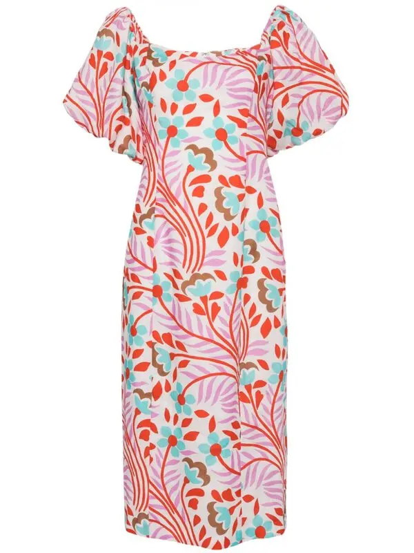 Rhode Karima Linen Midi Dress - White