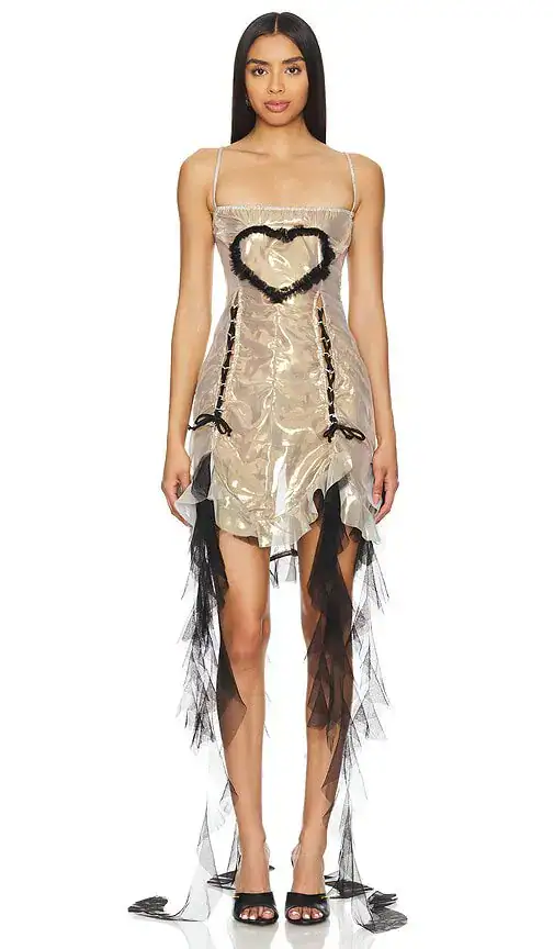 black dress with gold hearts Tina Holly Couture TK099 Black & Gold Sequin Sweet-Heart Neckline Off Shoulder Formal Dress Black & Gold / 4 AUS main image 1