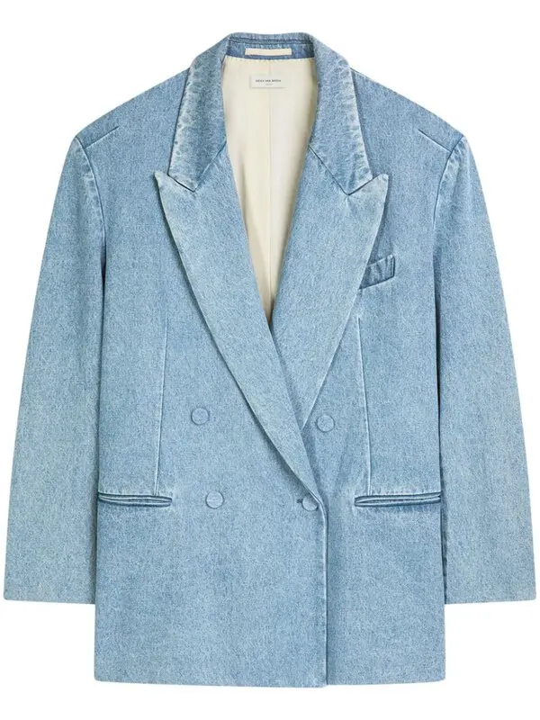 Dries Van Noten Double-breasted Denim Blazer - Blue