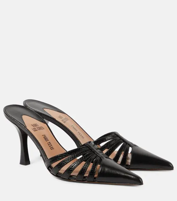 Paris Texas Nadia 85 Cutout Leather Mules - Black