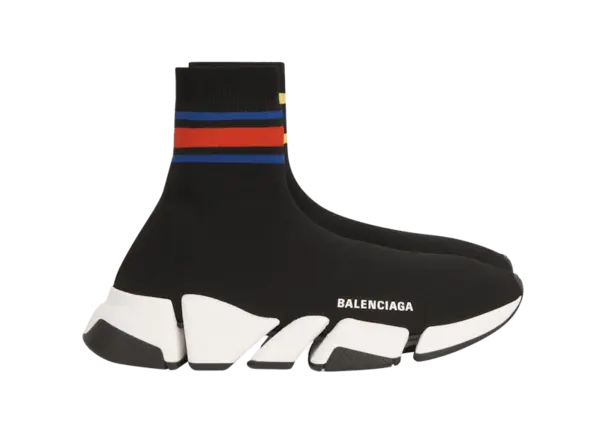 Balenciaga Speed 2.0 Stripe Sneakers - Black/red/blue
