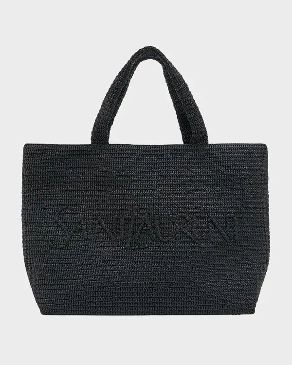 Saint Laurent Raffia Tote Bag - Nero