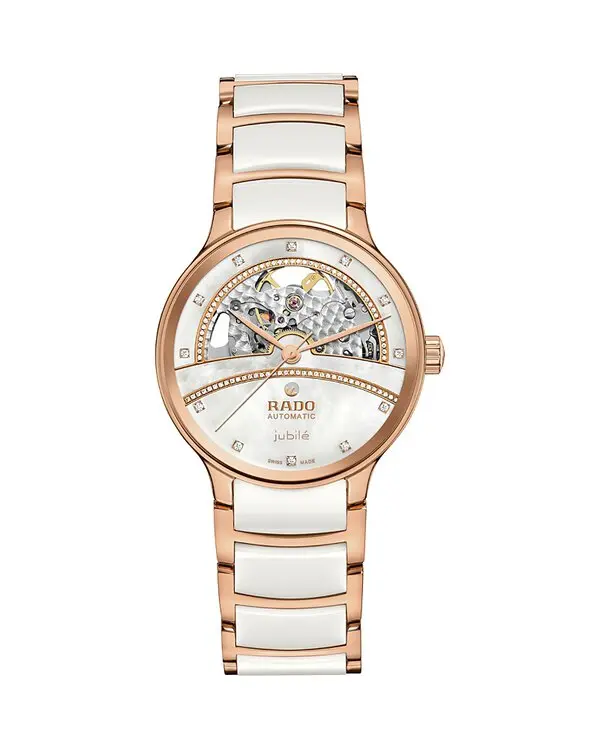 RADO Centrix Diamonds Open Heart Automatic Watch, 35mm - White