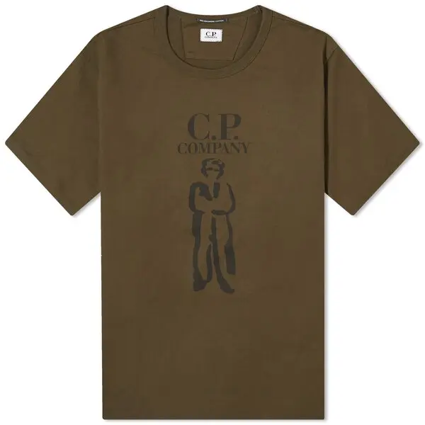 C.P. COMPANY 30/2 Mercerized Jersey Twisted British Sailor T - Ivy Green