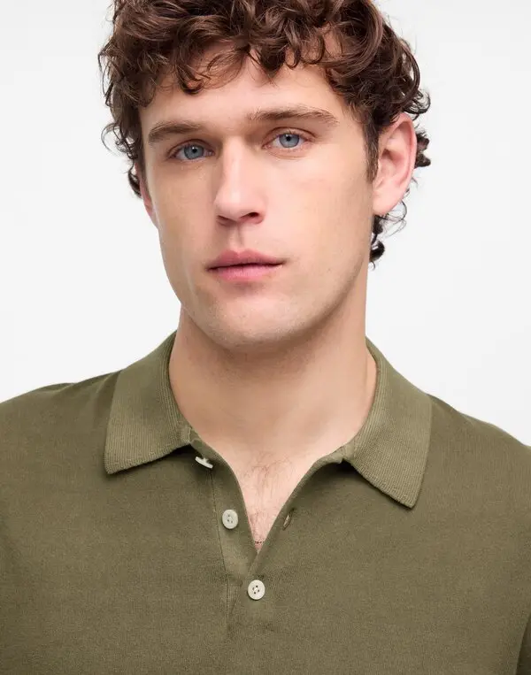 Madewell Three-button Sweater Polo In Garment Dye - Pressed Sage
