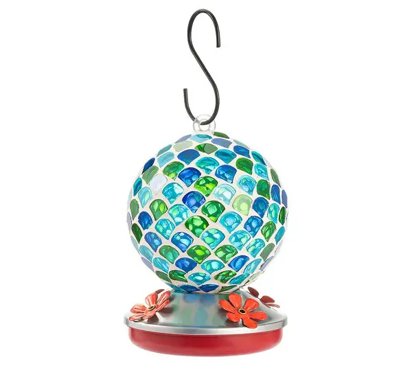 BACKYARD EXPRESSIONS Glass Hummingbird Feeder Green/blue