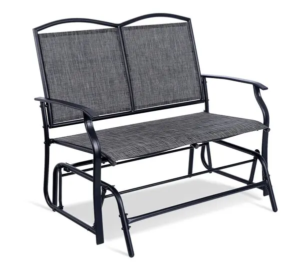 BACKYARD EXPRESSIONS 2-person Patio Glider Grey Sling Fabric