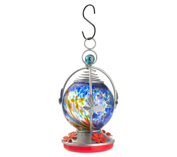 BACKYARD EXPRESSIONS Glass Hummingbird Feeder Purple
