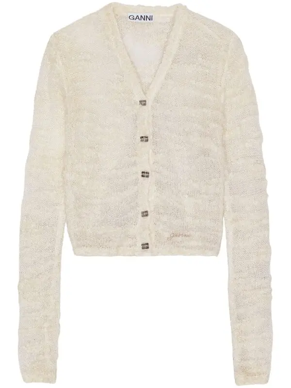 GANNI Sheer Open-knit Cardigan