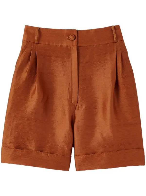 DESTREE Daniel Pleat-detailing Shorts - Brown