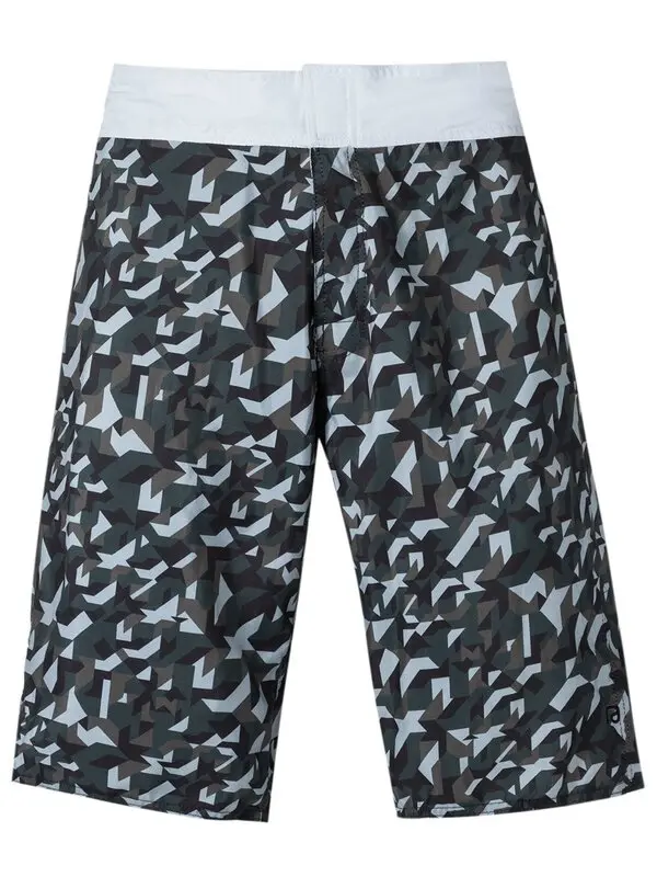 AMIR SLAMA Geometric-print Swim Shorts - Green