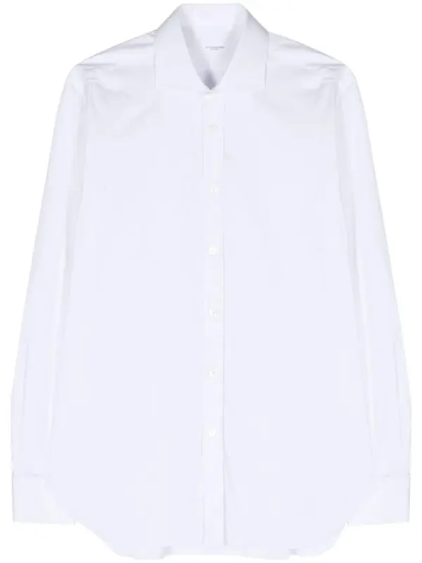 BARBA NAPOLI Spread-collar Cotton-blend Shirt - White