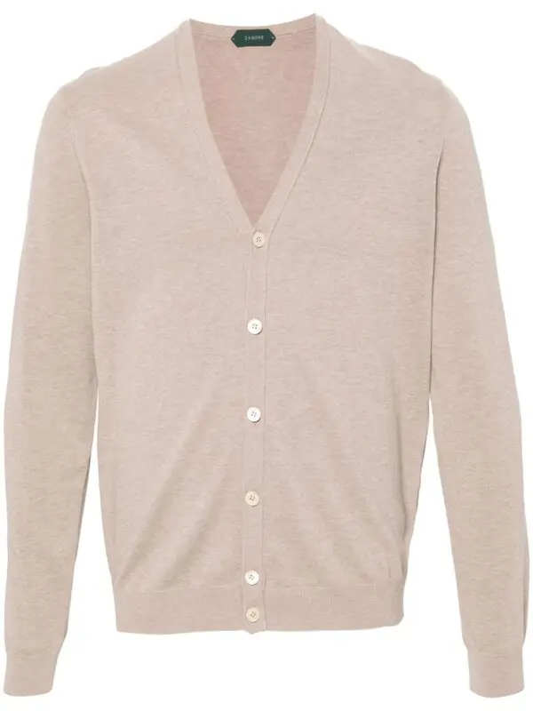 ZANONE V-neck Cotton Cardigan - Neutrals