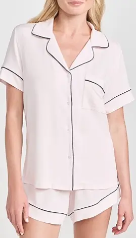 Eberjey Gisele The Relaxed Short Pajama Set - Sorbet/black