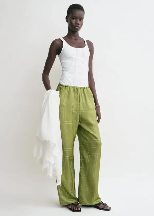 TOTÊME Monogram Silk Pj Bottoms - Laurel