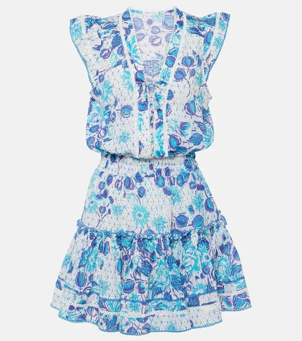 Poupette St Barth Anais Printed Cotton Minidress - Blue