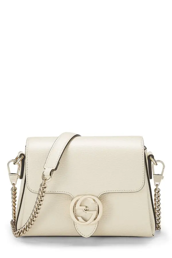 Gucci Leather Interlocking Shoulder Bag - White