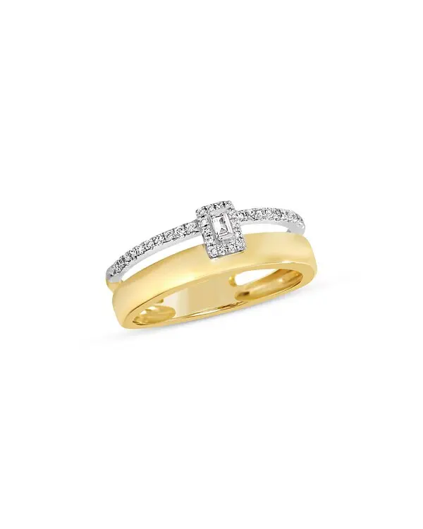 Bloomingdale'S Diamond Baguette And Round Double Band Ring