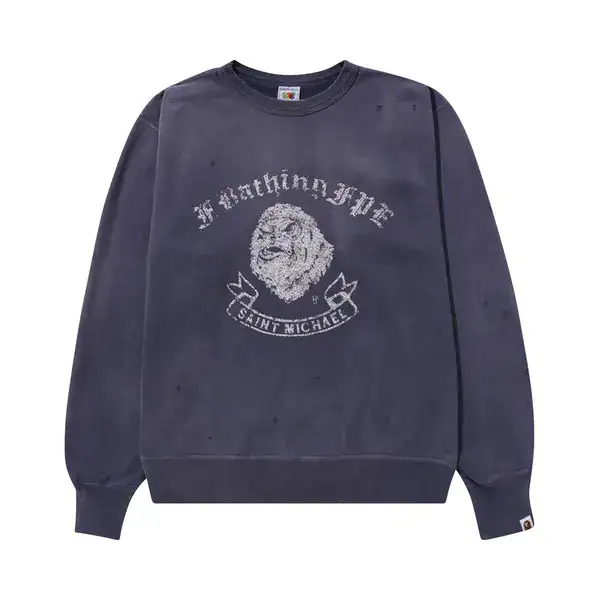 A Bathing Ape X Saint Mxxxxxx Gorilla Crewneck - Blue | Editorialist
