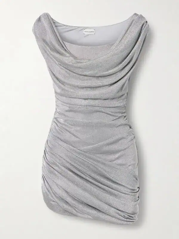 Magda Butrym Draped Metallic Jersey Mini Dress In Silver - 60% Off |  Editorialist