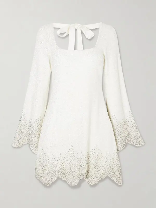 CLIO PEPPIATT Embellished Scalloped Mini Dress