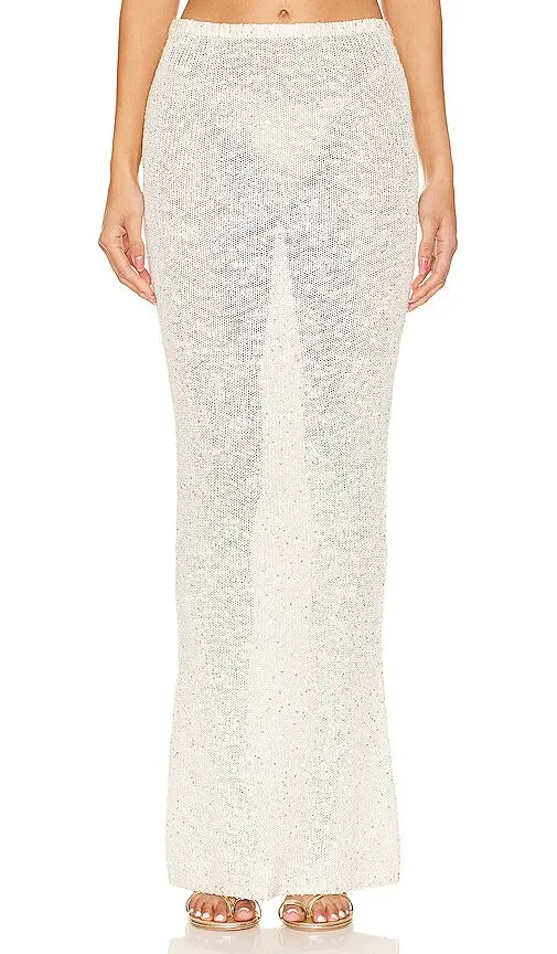 ASTA RESORT Carolina Sequin Embellished Skirt - Ivory Sequin