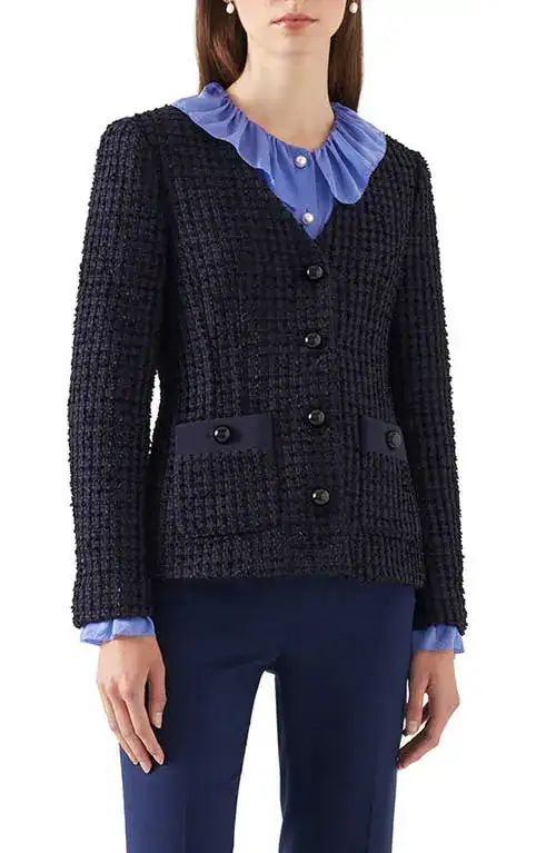 Lk Bennett Hanna Tweed Jacket Black Editorialist