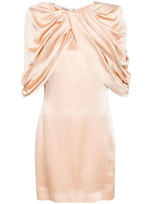 Stella McCartney Draped Satin Mini Dress - Neutrals