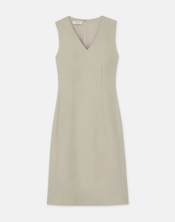 Lafayette 148 New York Petite Stretch Wool V-neck Sheath Dress - Plaster