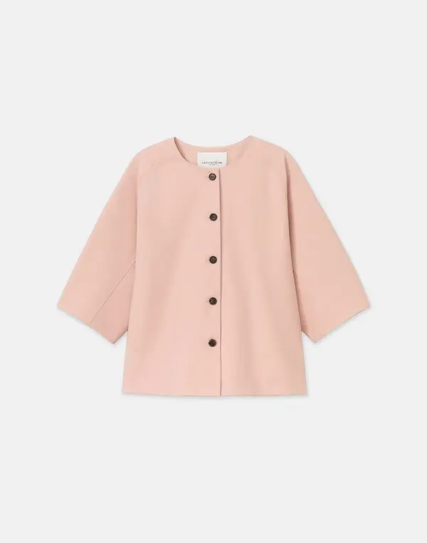 Lafayette 148 New York Techno Stretch Twill Shirt Jacket - Blush Peach