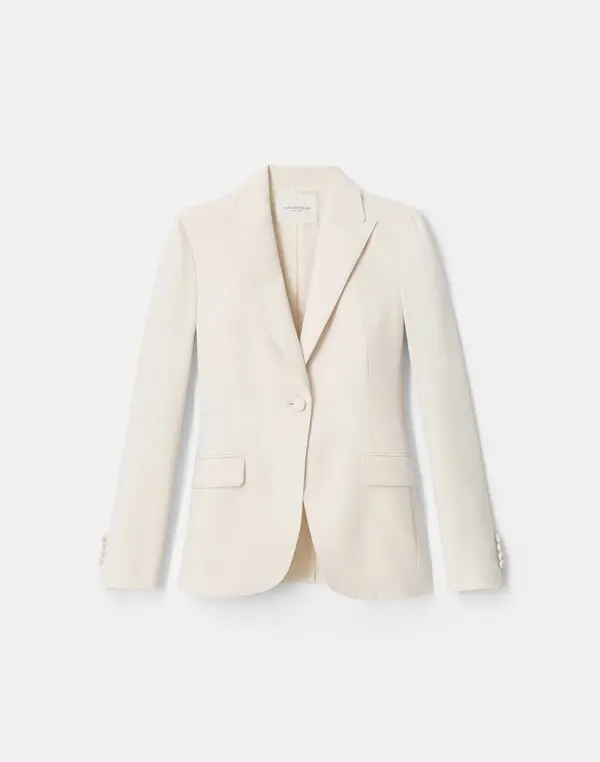 Lafayette 148 New York Finesse Crepe Peak Lapel Blazer - Raffia