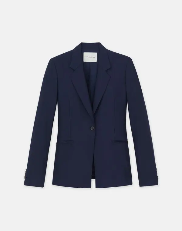 Lafayette 148 New York Responsible Stretch Wool Single Button Blazer - Ink