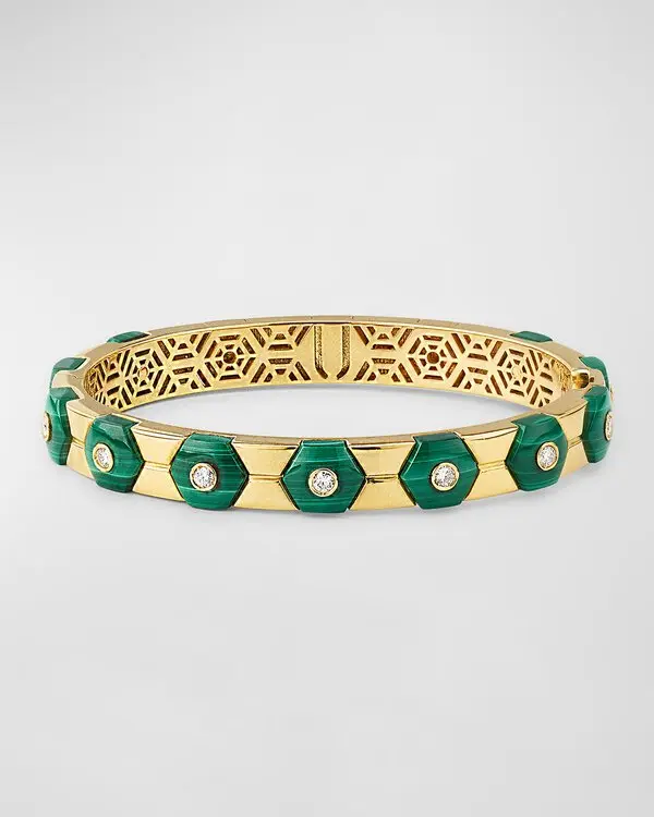 Miseno Baia Sommersa Bangle With And Diamonds - Malachite