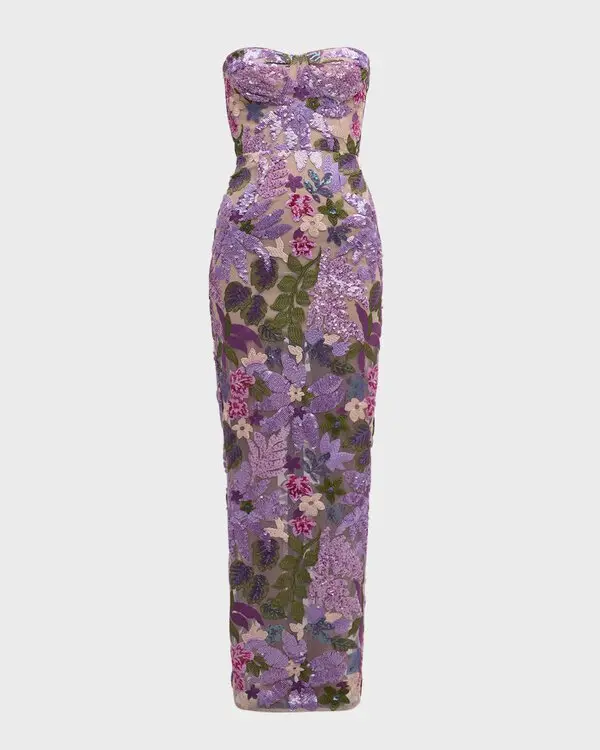 Bronx And Banco Dahlia Strapless Gown - Lilacmulti