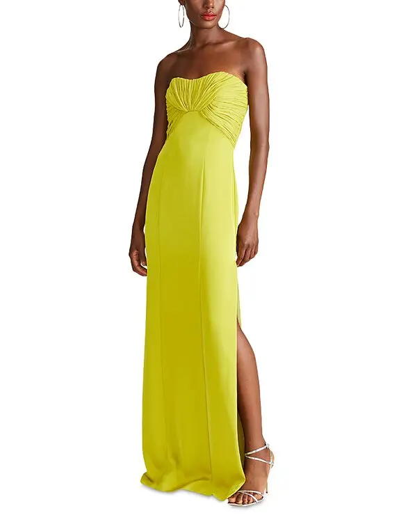 Halston Henna Satin Gown In Orchid Green - 25% Off | Editorialist