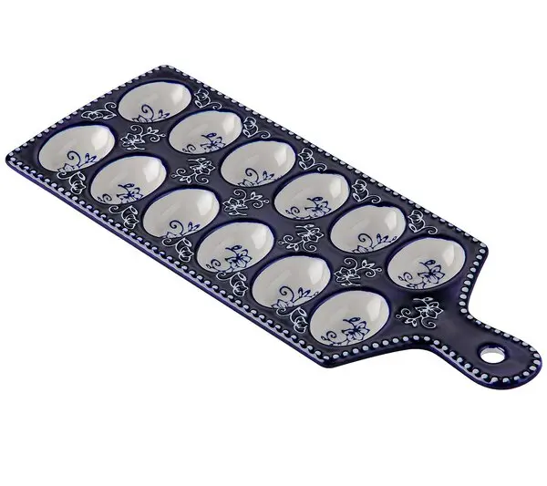 TEMP-TATIONS As Is Floral Lace 12-count Egg Tray W/handle
