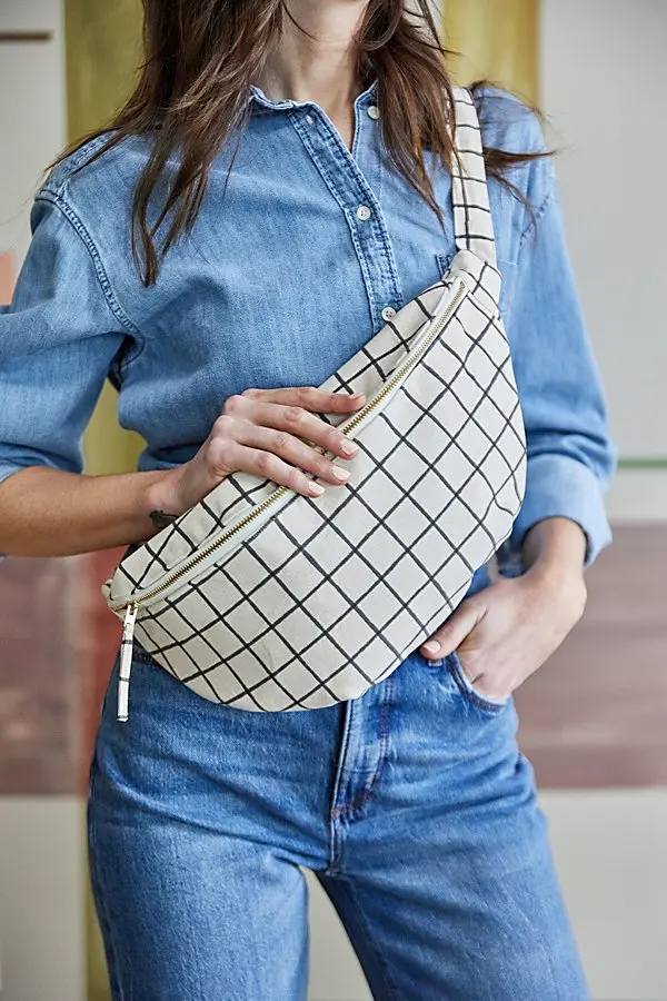 ANCHAL Block Print Sling Crossbody Bag - Bone