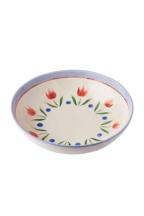 MISETTE Hand Painted Serving Bowl In Baby Blue