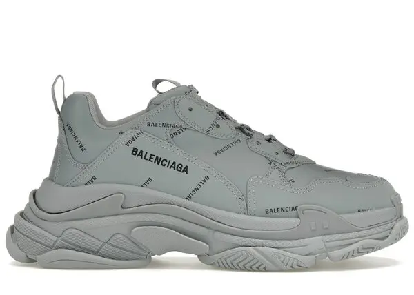 Balenciaga Triple S Allover Logo Sneakers - Grey/black