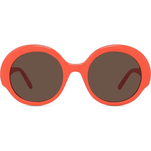 Loewe 52mm Round Frame Sunglasses - Shiny Orange /brown