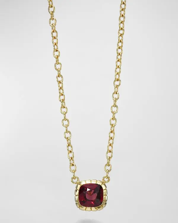 Retrouvai Heirloom Bezel Pendant Necklace - Garnet