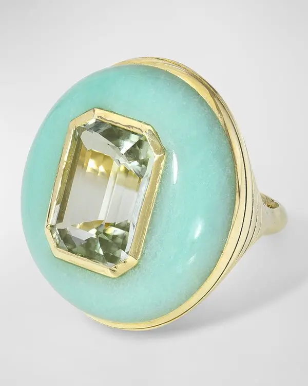 Retrouvai Tourmaline And Chrysoprase Ring