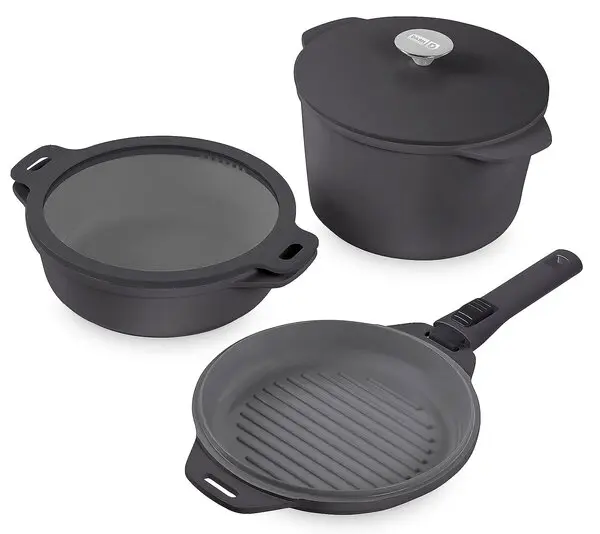 DASH 3-pc Smartstore Cast Aluminum Cookware Set W/ Lids &handle
