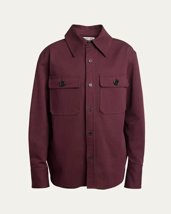 Saint Laurent Button-down Cotton Drill Shirt - Bordeaux