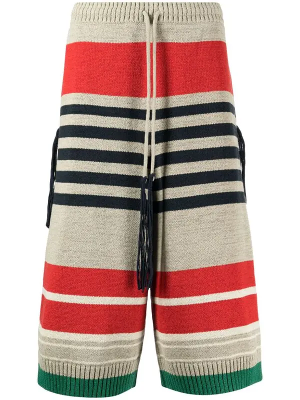 CRAIG GREEN Striped Ribbed-knit Shorts