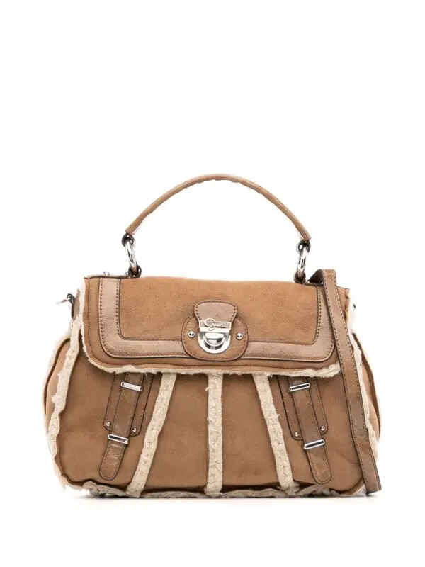Guess Suede-effect Logo-plaque Tote Bag